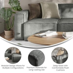 Flash Furniture Bridgetown Fabric Left Chair Module for Sectional Sofa, Customizable Modular Couch Left Seat with Arm Rest, Dark Gray