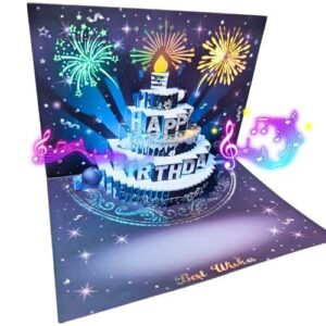 APOTODITO Birthday Cards, Pop Up Birthday Cards with Music and Light, 3D Birthday Gift Card, Birthday Gifts for Women Men Mom Girls Kids