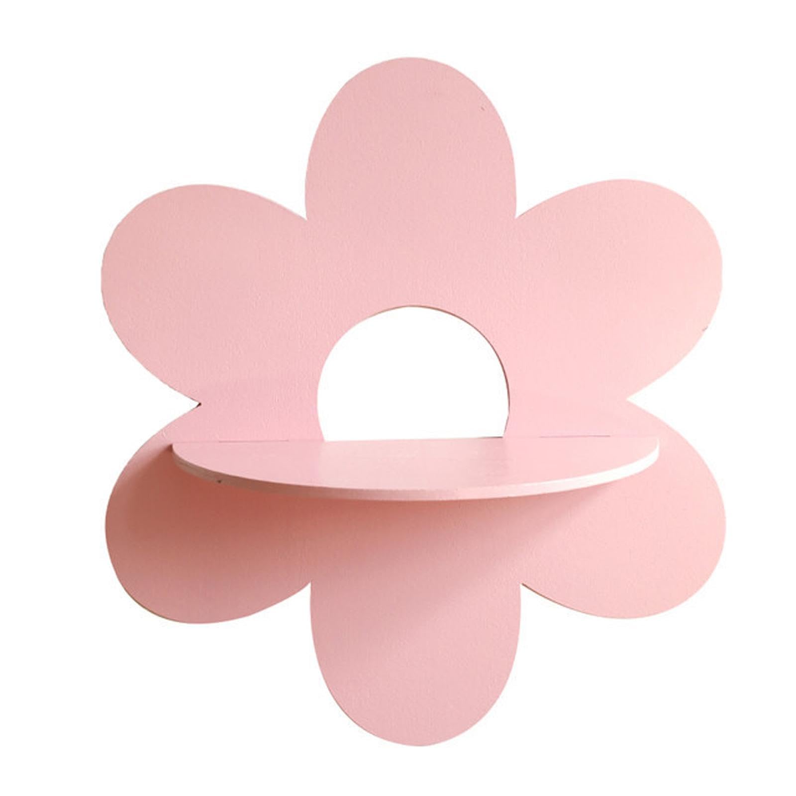 IEUDNS Flower Shape Wall Storage Holder, Hanging Storage Shelf, Wooden Easy to Install Hanging Plant Shelf for Stone Dorm Gift Home, Pink