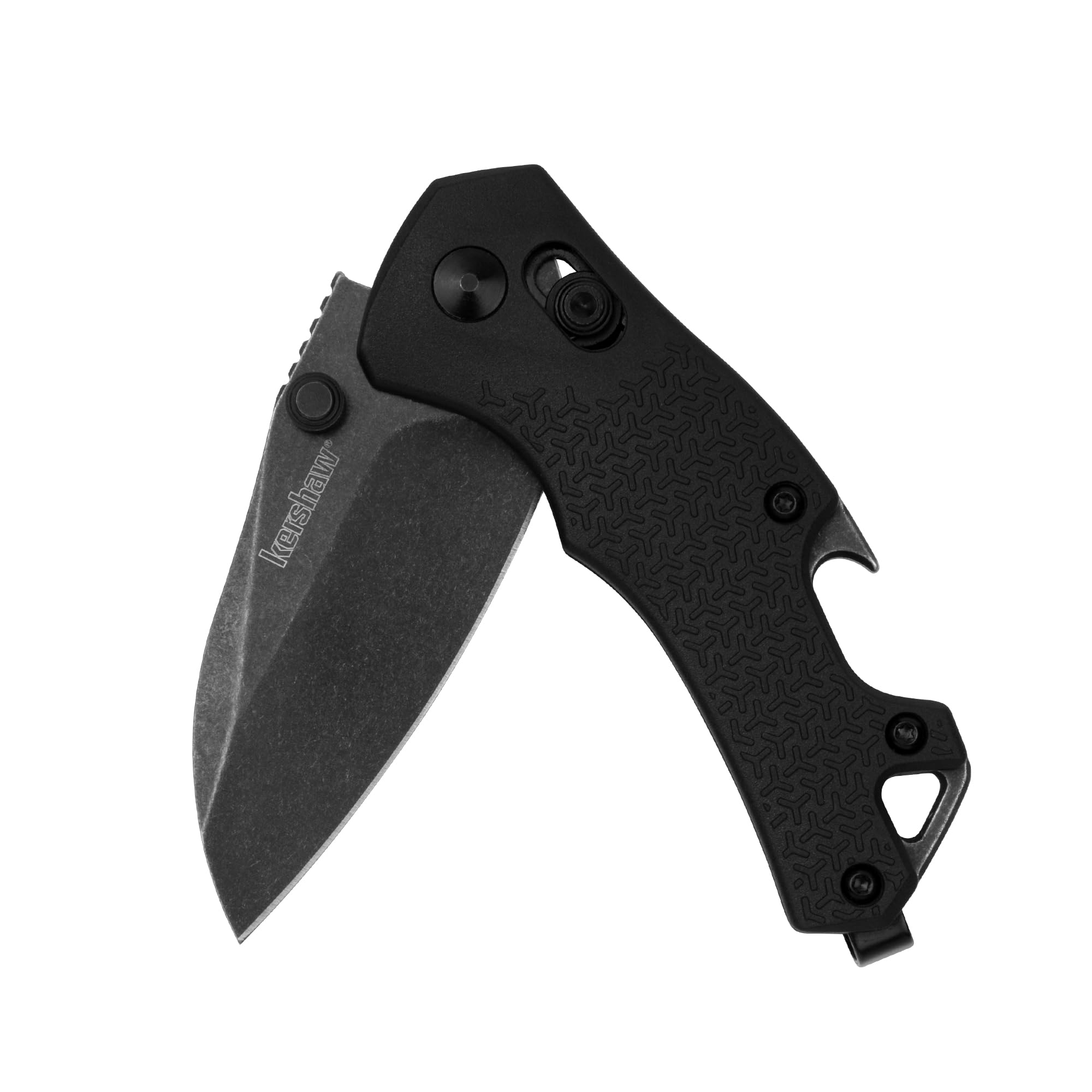 Kershaw Craze Folding Pocket Knife, EDC Friendly, 2.35 inch Blade, Duralock, Black GFN Handle, Bottle Opener, Pocketclip