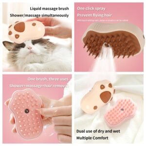 Steam Brush for Cats, 3 In 1 Cat Steamy Brush, New Upgraded Silicone Self-Cleaning Spray Cat Brush for Shedding, Pet Steam Brush, Dog Steam Brush, Pet Hair Cleaning Brush for Cat Dog