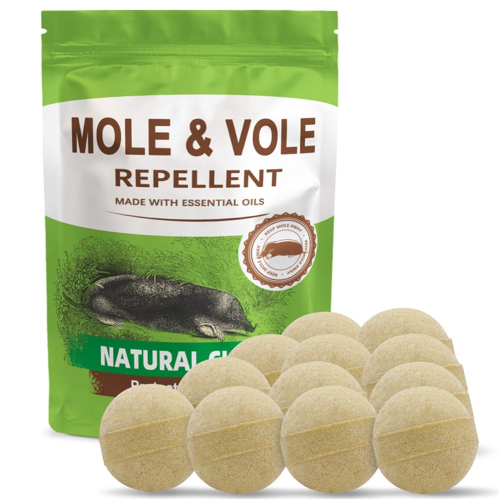 Mole Repellent for Lawns, Gopher Repellent, Mole & Vole Repellent, Mole Deterrent for Yard/Garden, Vole Repellent Outdoor,Mole and Gopher Repellent, Get Rid of Mole, Groundhog Repellent-12P