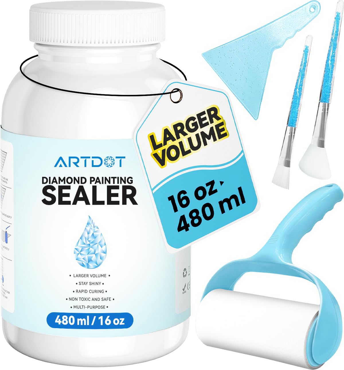 ARTDOT 16 oz Diamond Art Sealer Kits for Adults, Large Capacity Glue as Diamond Painting Accessories and Jigsaw Puzzles Tools