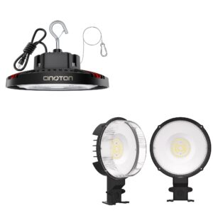 cinoton 42w led barn light dusk to dawn outdoor lighting, black 2 pack & 160w led high bay lights