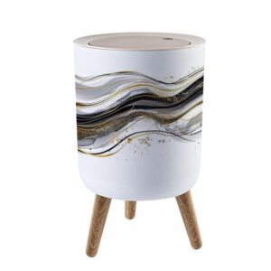 trash can with lid gold white marble artistic covers luxury backgrounds trendy pattern garbage can round waste bin press cover dog proof wastebasket for kitchen bathroom living room nursery 1.8gal