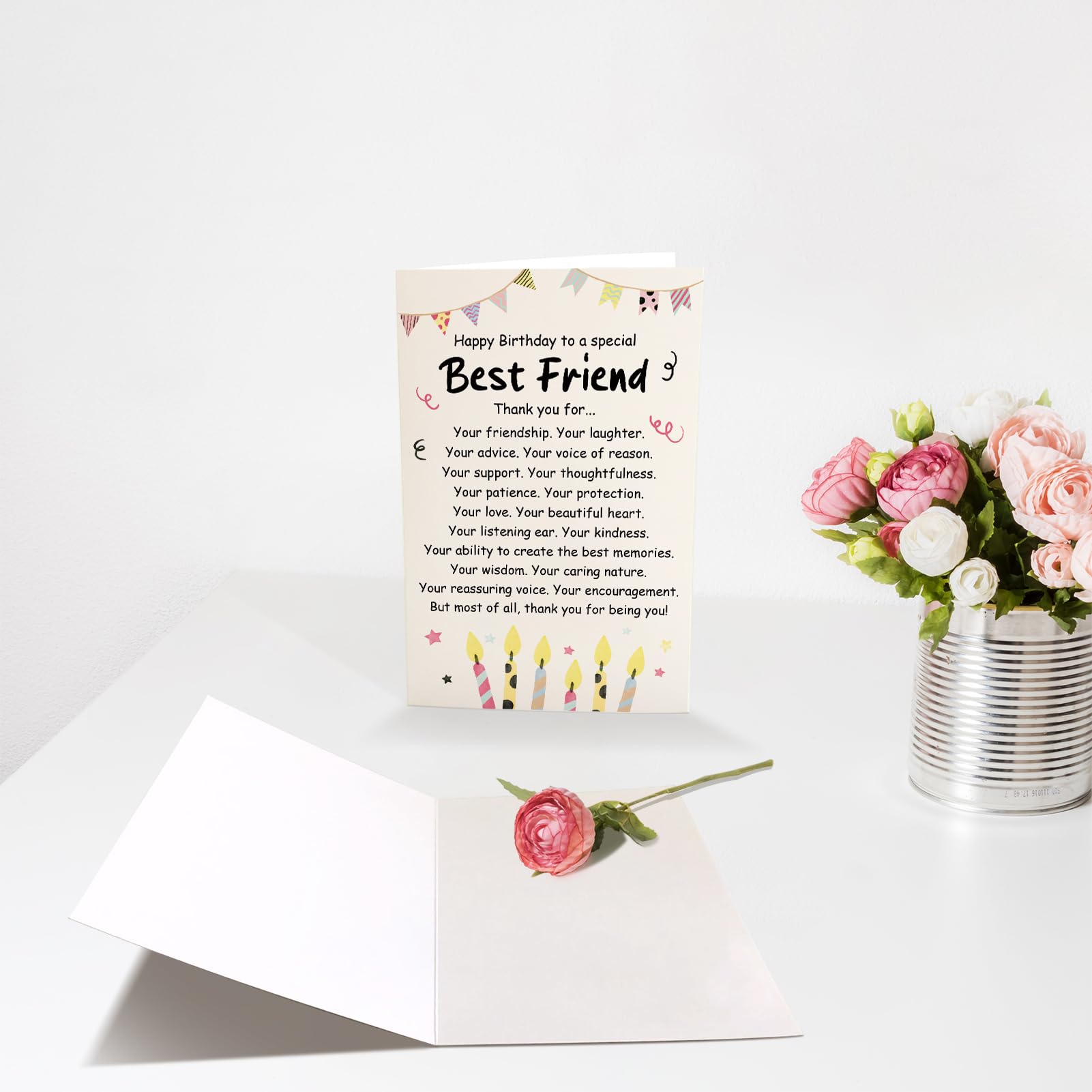 Chenive Birthday Card for Friend, Best Friend Birthday Card, Poem Birthday Card for Bestie BFF Soulmate, Happy Birthday to A Special Best Friend