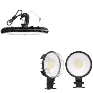 cinoton 42w led barn light dusk to dawn outdoor lighting, black 2 pack & 155w led high bay light