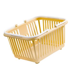 SIXRUN Mini Storage Basket Multifunctional Compact Plastic Organizer Basket with Handle for Desk Mini Storage Basket (Yellow)