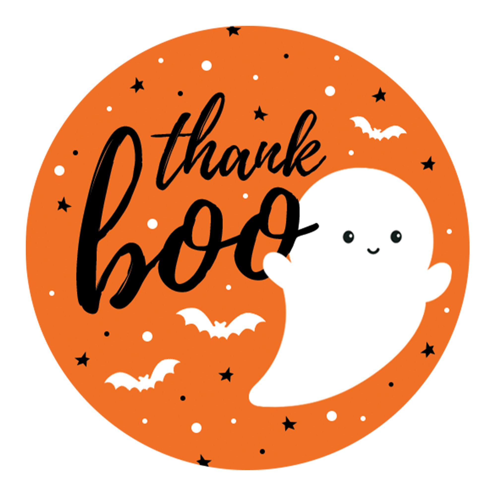 Orange A Little Boo is Almost Due Halloween Baby Shower Thank You Card Stickers, Party Favor Bag Labels - 40 Count