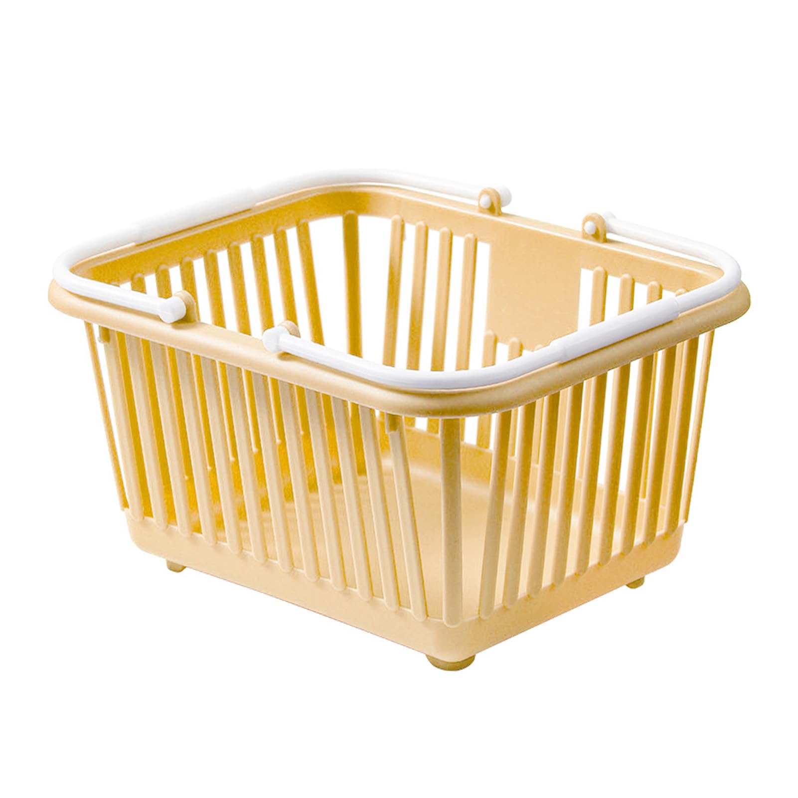 SIXRUN Mini Storage Basket Multifunctional Compact Plastic Organizer Basket with Handle for Desk Mini Storage Basket (Yellow)