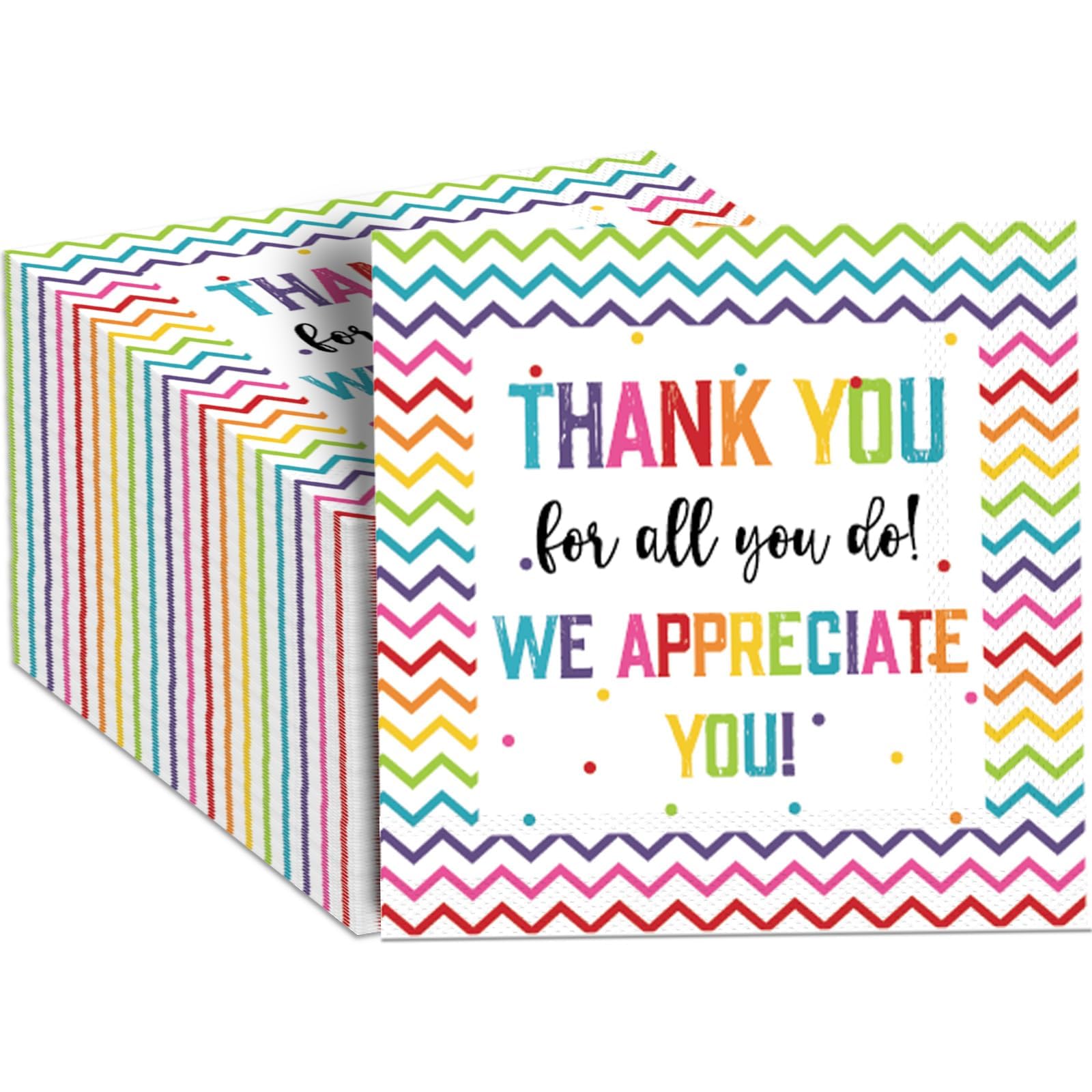 Naozinebi 100Pcs Thank You Napkins We Appreciate You Paper Napkins Thankful Disposable Napkin Appreciation Party Decors Grateful to Employee Teacher Doctor Staff Thanksgiving Graduation Party Supply