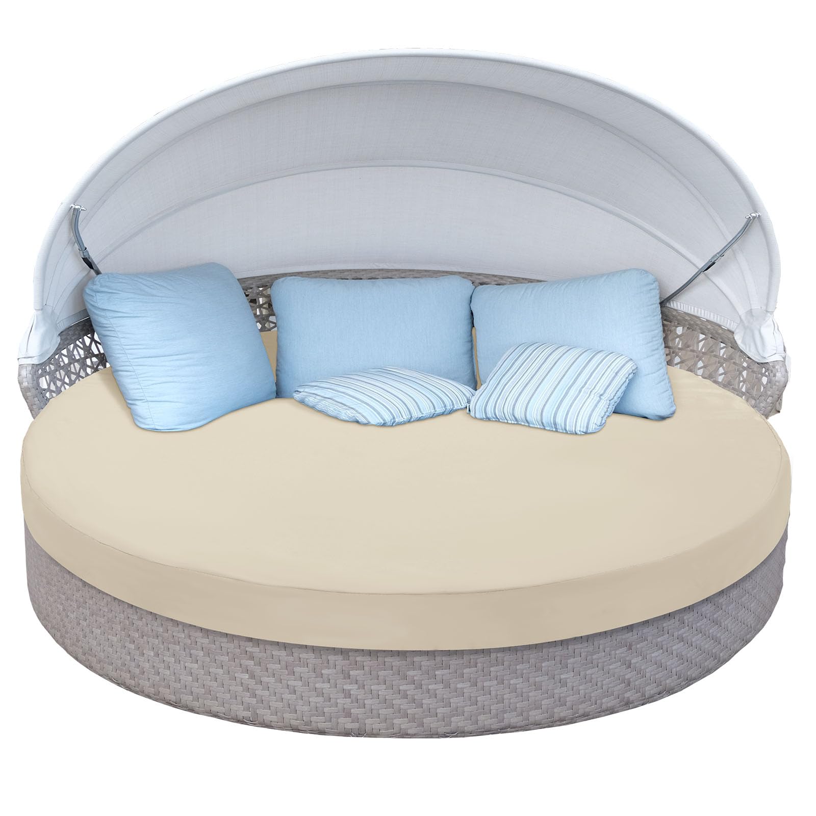 HOMBYS Outdoor Daybed Cushion Cover,Outdoor Round Bed Cushion Cover,Replacement Sunbed Cushion Cover with Drawstring,Patio DayBed Mattress Cover,Cover ONLY,Khaki