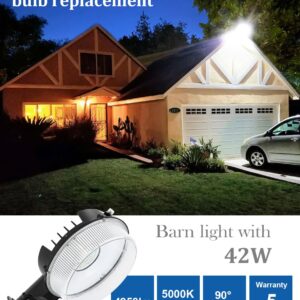 CINOTON 42W LED Barn Light Dusk to Dawn Outdoor Lighting, Black 2 Pack & 155W LED High Bay Light