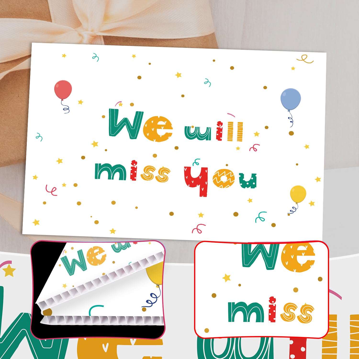 GOLDCROW Jumbo Retirement Card Large Greeting Farewell Card We Will Miss You White Going Away Party Decorations for Women Men Coworker Leaving Card Giant Happy Retirement Party Signature Guest Book