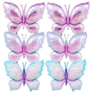 6 pieces 39 inches butterfly balloons - large gradient butterflies foil mylar balloons for birthdays, garden, spring decorations, butterfly-themed events, baby shower, and wedding party supplies