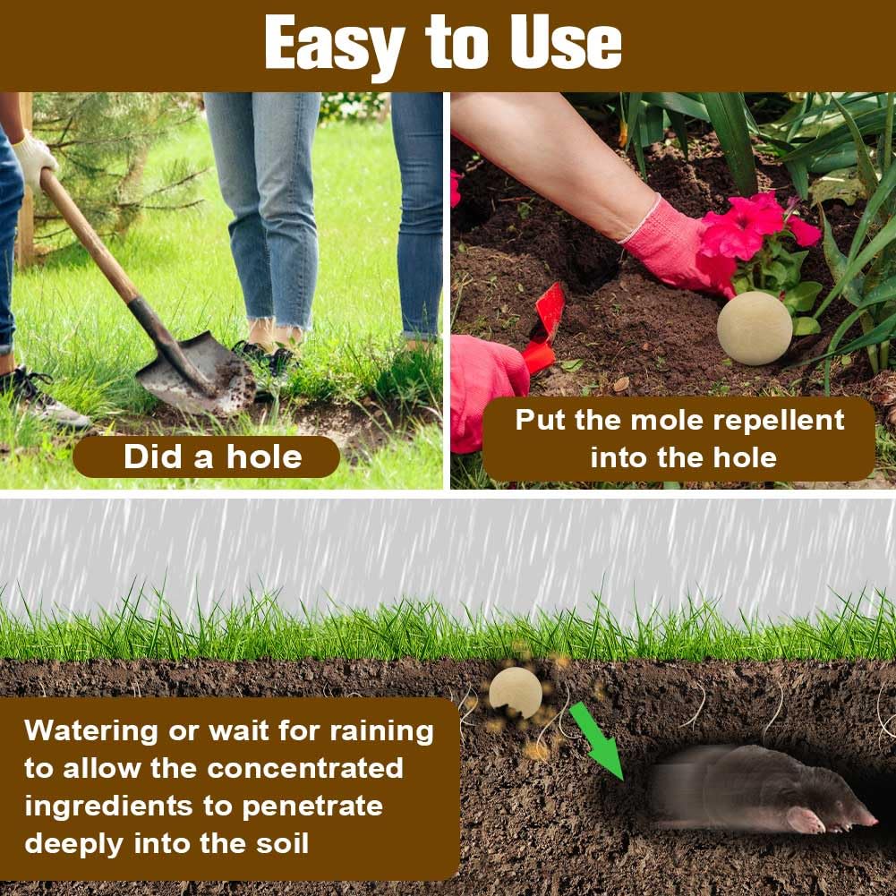 Dsdgkmk Mole Repellent for Lawns, Gopher Repellent, Mole & Vole Repellent, Mole Deterrent for Yard/Garden, Vole Repellent Outdoor,Mole and Gopher Repellent, Get Rid of Mole, Groundhog Repellent -8P