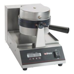 winco commercial-grade 7" belgian waffle maker with non-stick plates