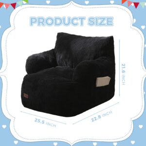 MAXYOYO Kids Bean Bag Chair, Stuffed Toddler Bean Bag Sofa with Filler Bean Bag Chair for Boys and Girls, Lazy Sofa with Pocket Floor Chair for Gaming, Reading, Black