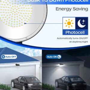 CINOTON 100W LED Barn Light Dusk to Dawn Outdoor Lighting, Black 1 Pack & 30W LED Wall Pack Light with Dusk to Dawn Sensor 2Pack