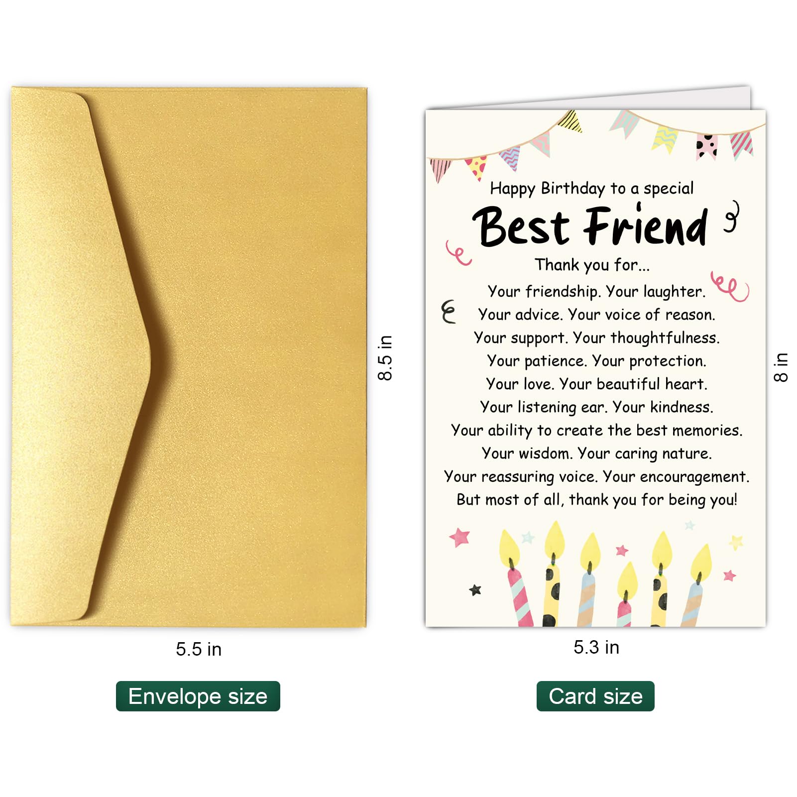 Chenive Birthday Card for Friend, Best Friend Birthday Card, Poem Birthday Card for Bestie BFF Soulmate, Happy Birthday to A Special Best Friend