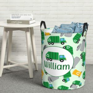 Personalized Garbage Truck Laundry Hamper Gifts, Custom Garbage Truck Laundry Basket With Name for Kids Boys Girls Adults, Collapsible Baby Laundry Hamper, Dirty Clothes Hamper With Handles Small