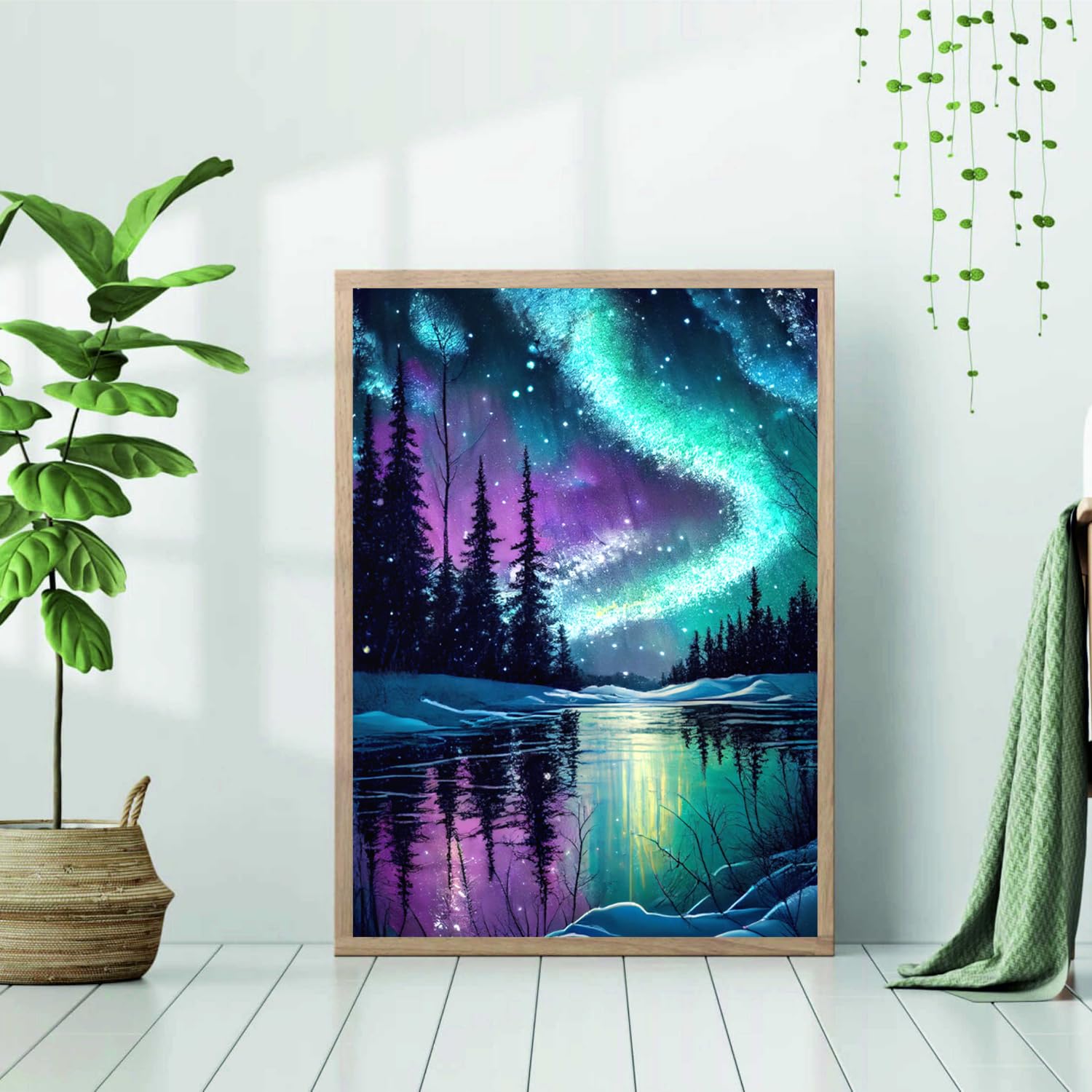 DIYCYCY Aurora Landscape Diamond Art Kits for Adults,DIY 5D Diamond Painting Kits for Beginners,Round Full Drill Diamond Dots Paintings Picture Gem Art Craft for Home Wall Art Decor Gifts 12x16inch