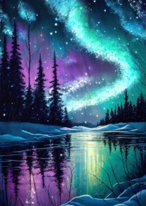 diycycy aurora landscape diamond art kits for adults,diy 5d diamond painting kits for beginners,round full drill diamond dots paintings picture gem art craft for home wall art decor gifts 12x16inch