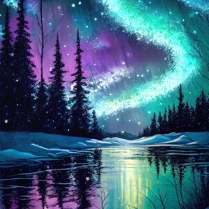 DIYCYCY Aurora Landscape Diamond Art Kits for Adults,DIY 5D Diamond Painting Kits for Beginners,Round Full Drill Diamond Dots Paintings Picture Gem Art Craft for Home Wall Art Decor Gifts 12x16inch