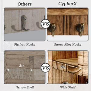 CypherX Key Holder Wall Mount, Decorative Key and Mail Holder for Wall w/Shelf, Farmhouse Wood Keys Organizer for Entryway Hallway Doorway- Home Wall Key Rack