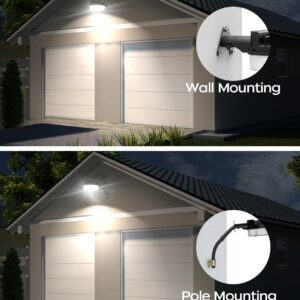 CINOTON 42W LED Barn Light Dusk to Dawn Outdoor Lighting, Black 1 Pack & Outdoor Solar Landscape Pathway Lights Warm White & Multicolor 4 Pack