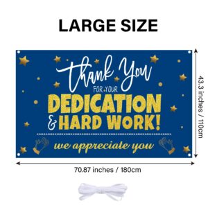 We Appreciate You Banner Decorations Thank You Banner Thank You for All You Do Backdrop for Teacher Employee Staff Doctors Nurse Poaster Boss Volunteer Appreciation Week Party Decor - Blue Gold