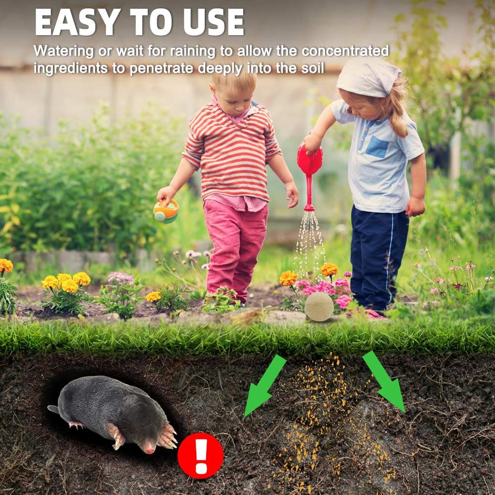 Mole Repellent for Lawns, Gopher Repellent, Mole & Vole Repellent, Mole Deterrent for Yard/Garden, Vole Repellent Outdoor,Mole and Gopher Repellent, Get Rid of Mole, Groundhog Repellent-12P