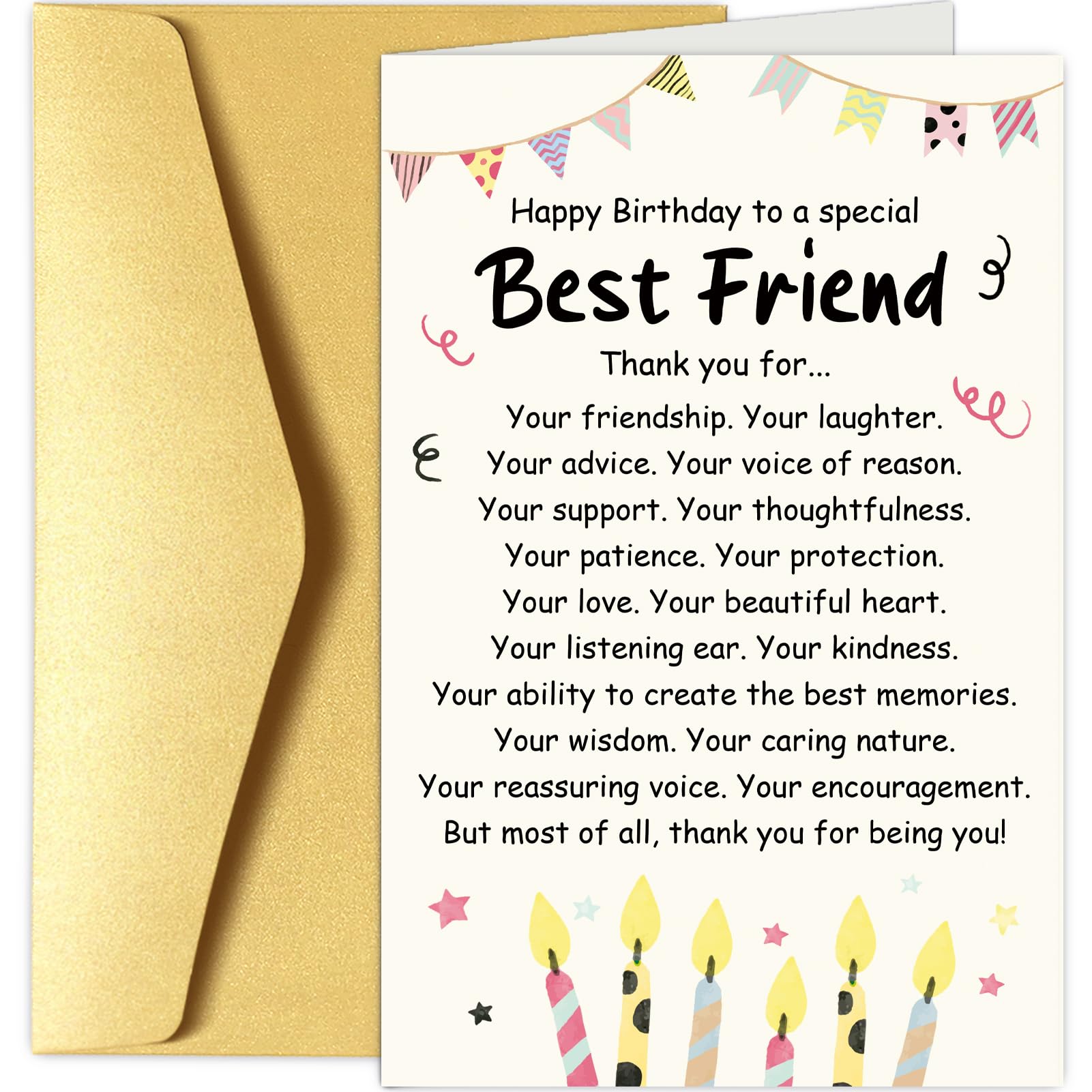 Chenive Birthday Card for Friend, Best Friend Birthday Card, Poem Birthday Card for Bestie BFF Soulmate, Happy Birthday to A Special Best Friend