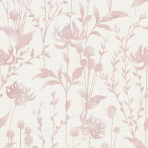 heloho peel and stick wallpaper pink floral leaf wallpaper self adhesive removable wallpaper waterproof contact paper 16.1" x 118" for living room bedroom decor