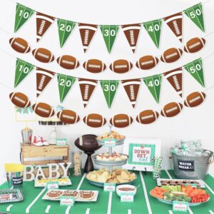 VILIFEVER 4 Pieces Football Party Decorations, Football Paper Banner with Football Triangle Flags Banner for Sports Theme Birthday Party Decorations Game Day Tailgate Party Supplies