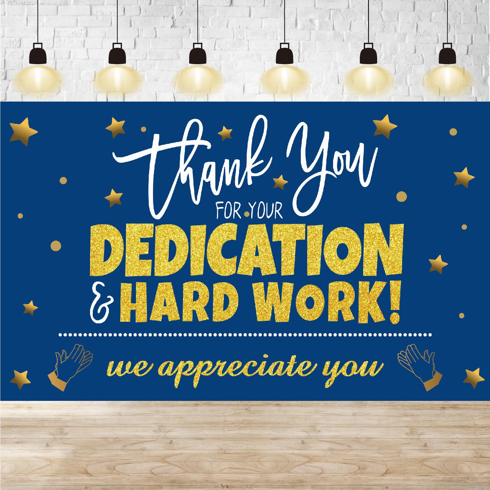 We Appreciate You Banner Decorations Thank You Banner Thank You for All You Do Backdrop for Teacher Employee Staff Doctors Nurse Poaster Boss Volunteer Appreciation Week Party Decor - Blue Gold