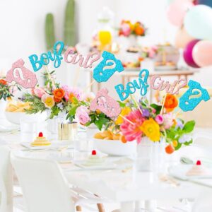 12 PCS Boy or Girl Centerpiece Sticks Double Sided Glitter Onesie Question Mark Gender Reveal Table Flower Centerpieces Sticks for Baby Shower Kids Birthday Party Table Flowers Decorations Supplies