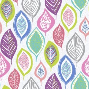 stitch & sparkle 100% cotton 44" organic leaves multi color sewing fabric by the yard