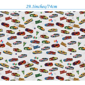 ZINTBIAL Race Car Wrapping Paper for Kids Birthday - Flames, Checkered Flags, Colorful Racing Cars and Happy Birthday Words Designs - 20 x 29 Inches, 8 Folded Sheets, Easy to Store…