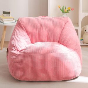 maxyoyo kids bean bag chair, bean bag couch with handle, comfy toddler chair for boys and girls, accent sofa chair with pocket for gaming reading relaxing, pink