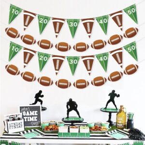 VILIFEVER 4 Pieces Football Party Decorations, Football Paper Banner with Football Triangle Flags Banner for Sports Theme Birthday Party Decorations Game Day Tailgate Party Supplies