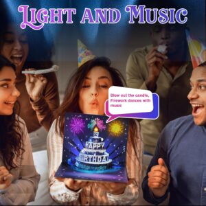 APOTODITO Birthday Cards, Pop Up Birthday Cards with Music and Light, 3D Birthday Gift Card, Birthday Gifts for Women Men Mom Girls Kids