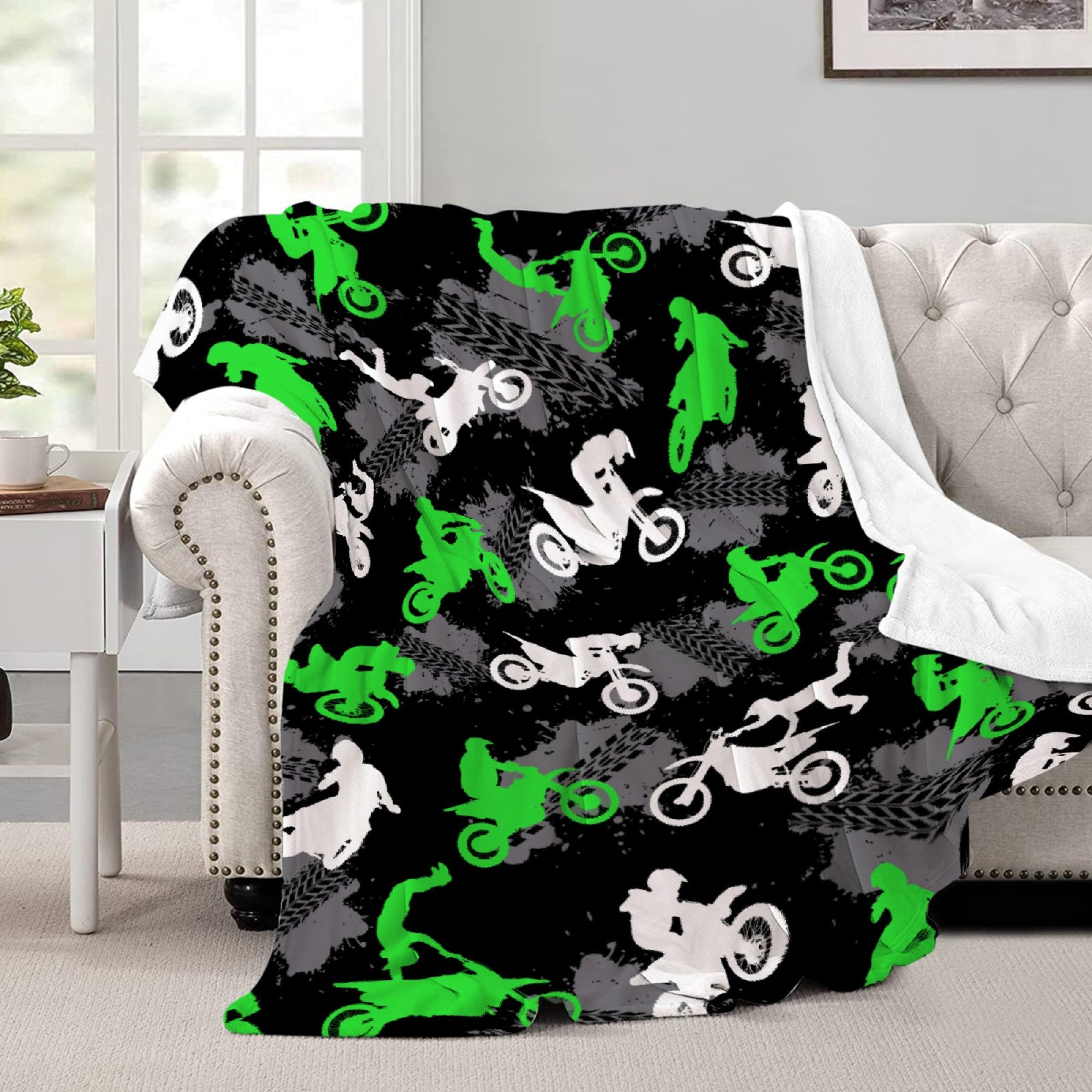 Dirt Bike Motorcycle Blanket Gifts for Boys Girls, Ultra Soft Dirt Bike Motorcycle Throw Blanket, Lightweight Motorcycle Stuff Warm Plush Throw Blankets for Couch 40"x50" for Kids