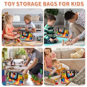 10 Packs Large Toy Storage Bags with Labels, Waterproof Clear PVC Storage Bags for Toys, Travel Organizer Bags with Zipper Closure for Puzzles, Building Blocks, Kids' Books