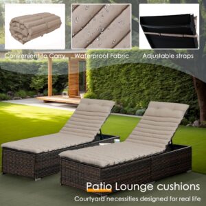 PERFECT GARDEN Chaise Lounge Cushion Outdoor Waterproof Patio Foldable Furniture Lounge Chair Cushions for Garden Patio Pool 76 * 23inch(Khaki, 2-Pcs Set)