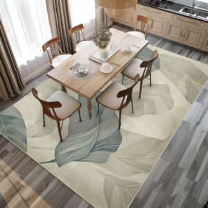 area rug 5x7 tropical leaves modern abstract minimalist aesthetic artistic large carpet non slip washable indoor rugs for home kitchen living room bedroom dining room office