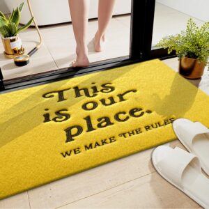 JJUUYOU Outdoor Welcome Mat We Make The Rules Doormat for Front Door Funny Indoor Door Mat with Non Slip Rubber Backing for Home Entryway Patio 18"x28"