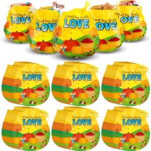 sinload 60 pcs fall drawstring gift bags bulk fall treat bags autumn religious goody bags candy bags with autumn trees pumpkin woodland animals for religious sunday school handouts party favor