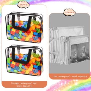 10 Packs Large Toy Storage Bags with Labels, Waterproof Clear PVC Storage Bags for Toys, Travel Organizer Bags with Zipper Closure for Puzzles, Building Blocks, Kids' Books