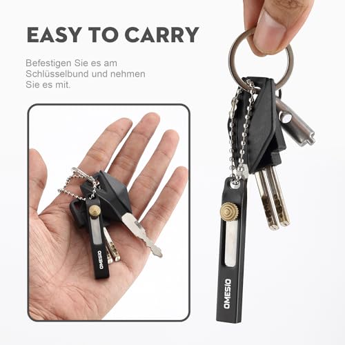 Omesio 2PCS Mini Pocket Box Cutter Keychain, Small Folding Utility Knife with 10 Extra Blades for Men, EDC Retractable Package Letter Opener Cutter Tool Little Box Cutter (Black)